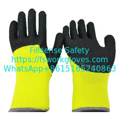 10Gauge Polyester Brushed Napping Shell Crinkle 3/4 Latex Coated Gloves Winter Work Gloves Cold Weather Work Gloves