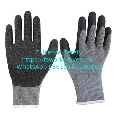 10Gauge 2Yarn Polycotton Liner Latex Crinkle Palm Coated Work Gloves Latex Coated Work Gloves Latex Dipped Gloves