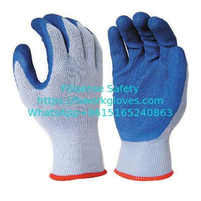 10Gauge 5Yarn(21S) Cotton Liner Crinkle Latex Palm Coated Gloves latex coated cotton gloves latex coated work gloves