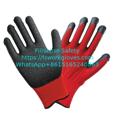 10Gauge 5Yarn(21S) Cotton Liner Crinkle Latex Palm Coated Gloves latex coated cotton gloves latex coated work gloves