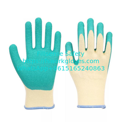 10Gauge 5Yarn(21S) Cotton Liner Crinkle Latex Palm Coated Gloves latex coated cotton gloves latex coated work gloves