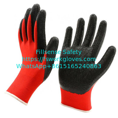 13Gauge Polyester Liner Crinkle Dipped Latex Palm Fit Glove latex dipped work gloves latex dipped work gloves