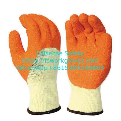 10Gauge 5yarn (21S) Cotton Liner 3/4 Crinkle Coated Latex Rubber Gloves