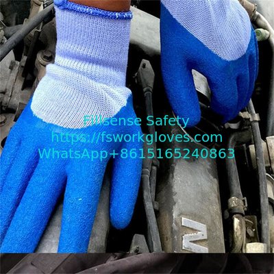 10Gauge 5yarn (21S) Cotton Liner 3/4 Crinkle Coated Latex Rubber Gloves