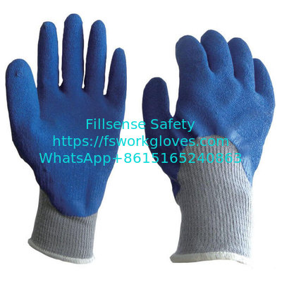 10Gauge 5yarn (21S) Cotton Liner 3/4 Crinkle Coated Latex Rubber Gloves