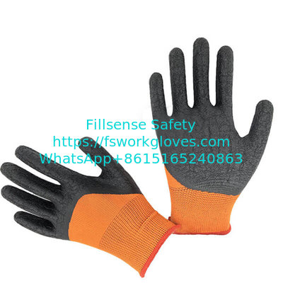 13Gauge Polyester Liner 3/4 Crinkle Latex Dipped Gloves Latex Coated Work Gloves