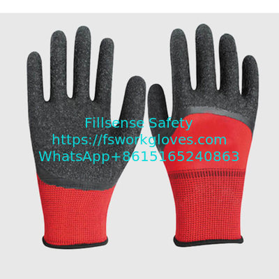 13Gauge Polyester Liner 3/4 Crinkle Latex Dipped Gloves Latex Coated Work Gloves