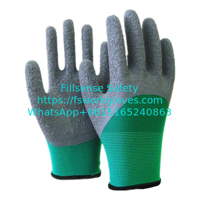 13Gauge Polyester Liner 3/4 Crinkle Latex Dipped Gloves Latex Coated Work Gloves