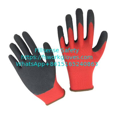 13Gauge Polyester Liner Sandy Latex Palm Coated Gloves Latex Dipped Gloves Latex Rubber Palm Work Gloves