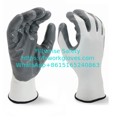 13Gauge Polyester Liner Palm Coated Nitrile Work Gloves Garden Work Gloves