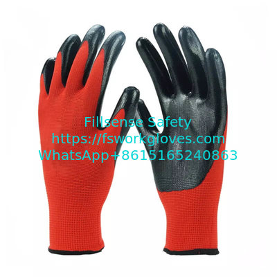 13Gauge Polyester Liner Palm Coated Nitrile Work Gloves Garden Work Gloves