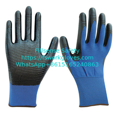 13Gauge U3 Zebra Polyester Liner Nitrile Coated Work Gloves Nitrile Dipped Work Gloves