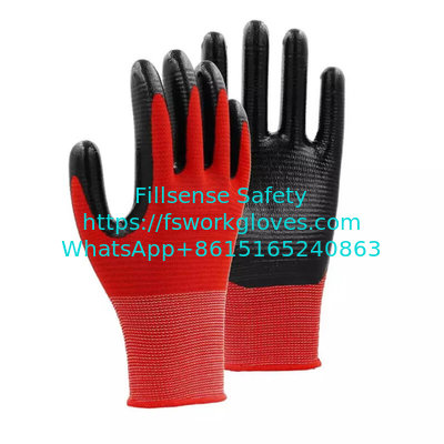 13Gauge U3 Zebra Polyester Liner Nitrile Coated Work Gloves Nitrile Dipped Work Gloves