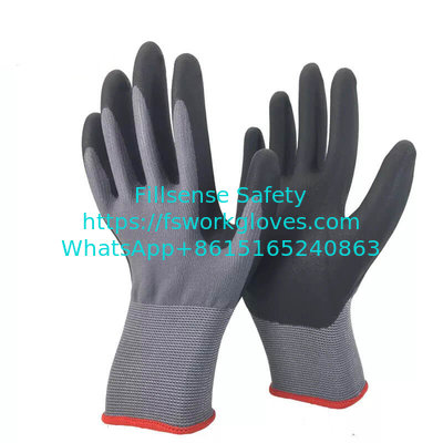 15Gauge Nylon Spandex Liner Microfine Nitrile Foam Coated Gloves industrial work gloves