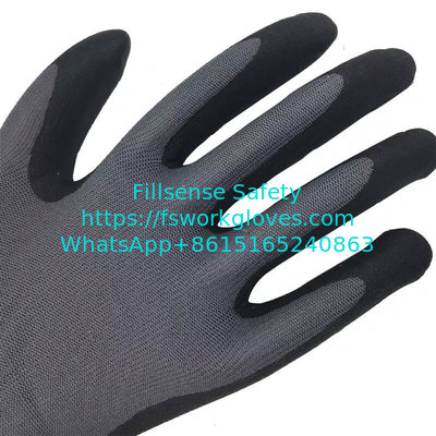 15Gauge Nylon Spandex Liner Microfine Nitrile Foam Coated Gloves industrial work gloves
