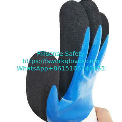 15Gauge Polyester Liner Sandy Palm and Fully Coated Nitrile Glove waterproof work gloves oil resistant gloves