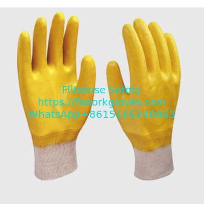Heavy Duty Cotton Interlock Liner Half/Fully Coated Nitrile Gloves Nitrile Coated Work Gloves Nitrile Dipped Gloves