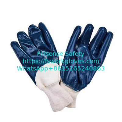 Knit Wrist Cotton Jersey Liner Half/Fully Coated Nitrile Gloves Heavy Duty Work Gloves Industrial Work Gloves