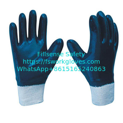 Knit Wrist Cotton Jersey Liner Half/Fully Coated Nitrile Gloves Heavy Duty Work Gloves Industrial Work Gloves