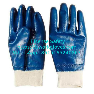 Knit Wrist Cotton Jersey Liner Half/Fully Coated Nitrile Gloves Waterproof Work Gloves Heavy Duty Work Gloves