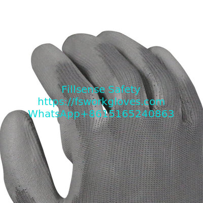 13Gauge Grey Polyester Liner Grey PU Coated Gloves PU/Polyurethane Coated Working Gloves