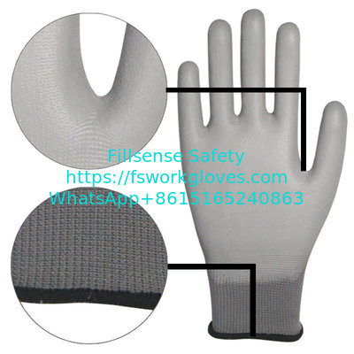 13Gauge Nylon Liner PU Coated Safety Work Gloves PU Dipped Nylon Work Gloves