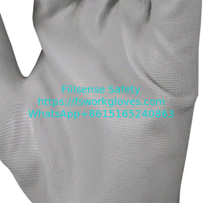 13Gauge Grey Polyester Liner Grey PU Coated Gloves PU/Polyurethane Coated Working Gloves