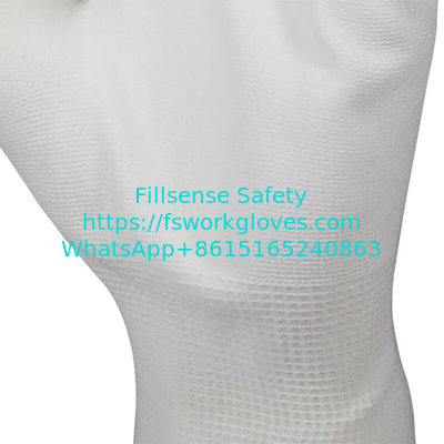 13Gauge White Polyester Liner White PU Coated Work Gloves Polyurethane/PU Dipped Gloves
