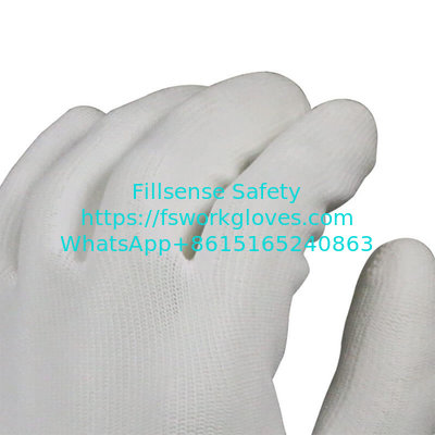 13Gauge White Polyester Liner White PU Coated Work Gloves Polyurethane/PU Dipped Gloves