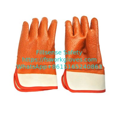 Cotton Jersey Liner PVC Sandy Coated safety cuff gloves heavy duty rubber gloves heavy duty gauntlet gloves