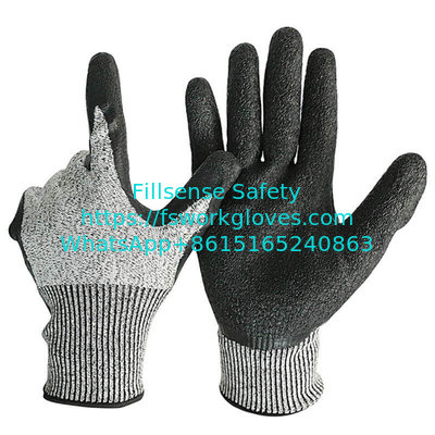 UHMWPE(HPPE) Liner Latex Crinkle Coated Cut Level 5 Safety Gloves Slash Proof Gloves