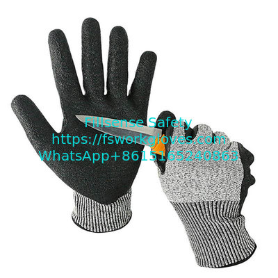 UHMWPE(HPPE) Liner Latex Crinkle Coated Cut Level 5 Safety Gloves Slash Proof Gloves