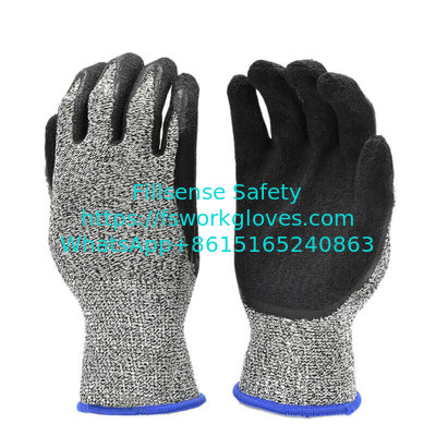 UHMWPE(HPPE) Liner Latex Crinkle Coated Cut Level 5 Safety Gloves Slash Proof Gloves