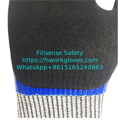 Cut Level 5 UHMWPE(HPPE) Liner Nitrile Fully And Sandy Coated Cut Resistant Work Gloves Anti Cut Gloves