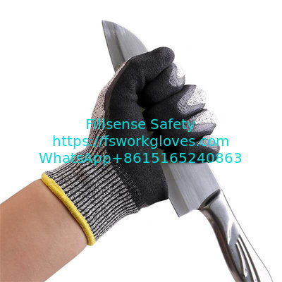 13G UHMWPE/HPPE Liner Nitrile Sandy Coated Cut Resistant Gloves Slip Resistant Gloves Cut Level 5 Gloves