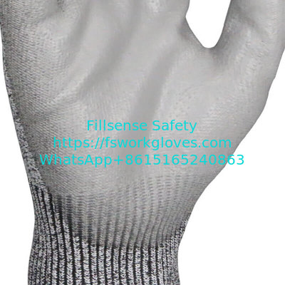 Anti Cut Level 5/C 13 Gauge UHMWPE/HPPE Liner PU Coated Cut Resistant Work Gloves Cut Level 5 Gloves