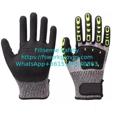 UHMWPE(HPPE) Liner Nitrile Sandy Coated TPR Gloves Cut Resistant Gloves Anti Impact Gloves Anti Vibration Gloves
