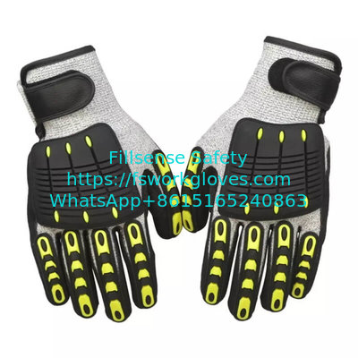 Anti Impact Anti Cut UHMWPE(HPPE) Liner Nitrile Sandy Coated TPR Anti Impact Gloves