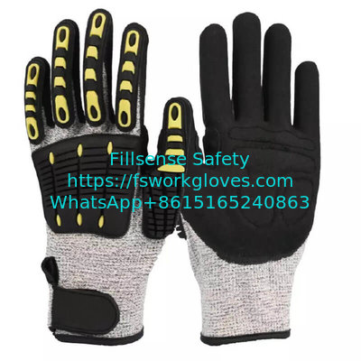 UHMWPE(HPPE) Liner Nitrile Sandy Coated TPR Gloves Cut Resistant Gloves Anti Impact Gloves Anti Vibration Gloves