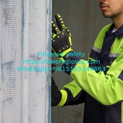 High Visable Anti Cut UHMWPE Liner Nitrile Sandy Coated TPR Anti Impact Gloves Anti Vibration Gloves