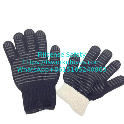 Kevlar Outer Cotton Inner Silicone Grip heat resistant oven gloves with fingers heat resistant gauntlets