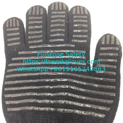 Kevlar Outer Cotton Inner Silicone Grip heat resistant oven gloves with fingers heat resistant gauntlets
