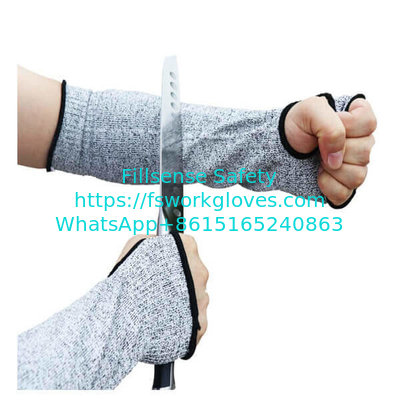 Anti Cut Level 5 UHMWPE(HPPE) Cut Resistant Thumb Hole Sleeve With Elastic Cuff Cut Resistant Sleeves Anti Cut Sleeves