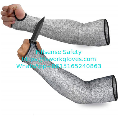 Anti Cut Level 5 UHMWPE(HPPE) Cut Resistant Thumb Hole Sleeve With Elastic Cuff Cut Resistant Sleeves Anti Cut Sleeves