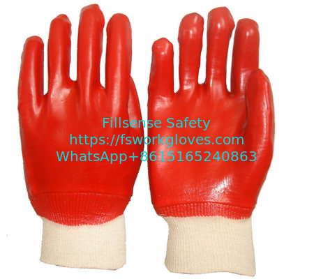 Cotton Interlock Liner Knit Wrist PVC Coated Work Gloves PVC Dipped Gloves Waterproof Work Gloves