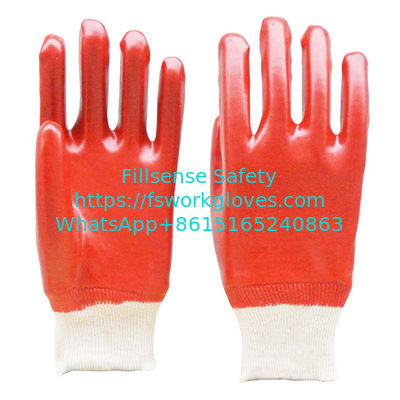 Cotton Interlock Liner Knit Wrist PVC Coated Work Gloves PVC Dipped Gloves Waterproof Work Gloves
