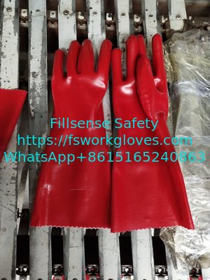 Cotton Interlock Liner Long PVC Coated Gloves heavy duty rubber gloves waterproof work gloves pvc work gloves