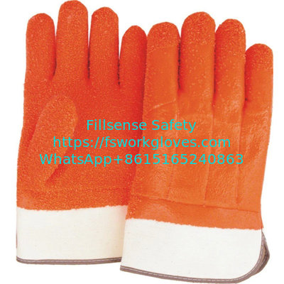 Cotton Jersey Liner PVC Sandy Coated safety cuff gloves heavy duty rubber gloves heavy duty gauntlet gloves
