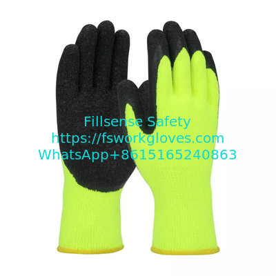 10Gauge Acrylic Loop Napping Shell Latex Crinkle Palm Coated Winter Work Gloves Cold Weather Work Gloves