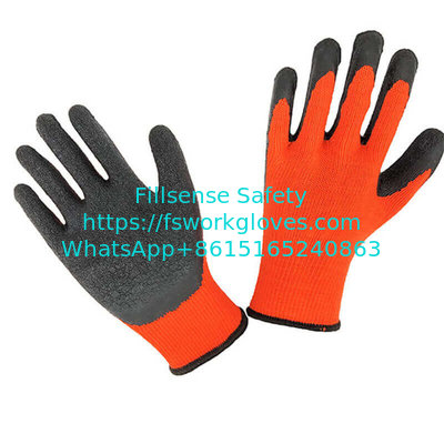 10Gauge Acrylic Loop Napping Shell Latex Crinkle Palm Coated Winter Work Gloves Cold Weather Work Gloves